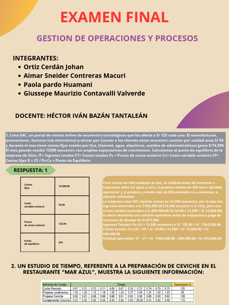 Examen Final Gestion de Operaciones y Procesos | PDF | El plastico | Ingeniería