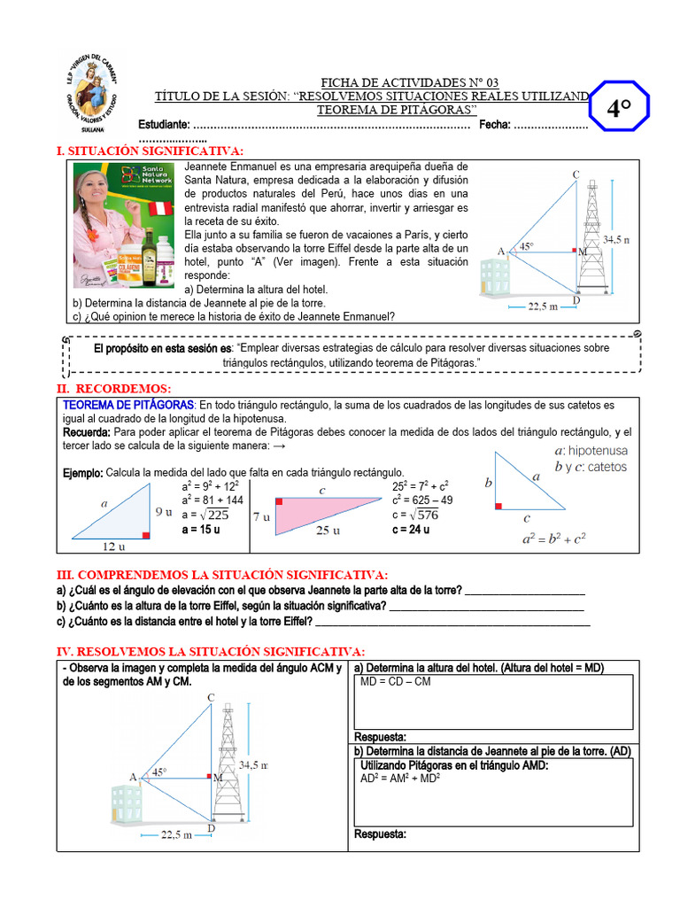 Ficha 3 - 4to - Eda2 | PDF | Triángulo | Geometría