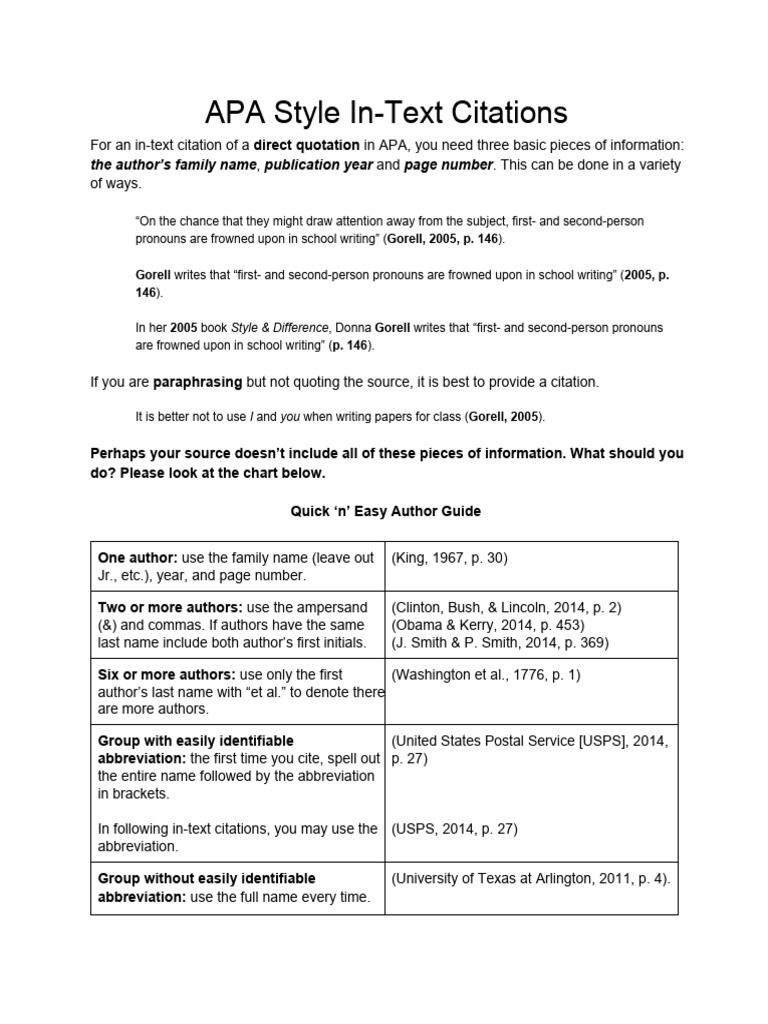APAIn-TextCitations Formula and Style | PDF | Citation | Apa Style