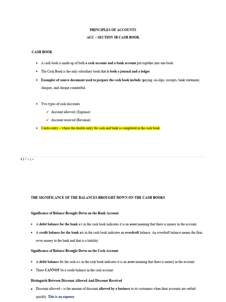 Acc - Section 3B1 Cash Book | PDF | Debits And Credits | Financial Services