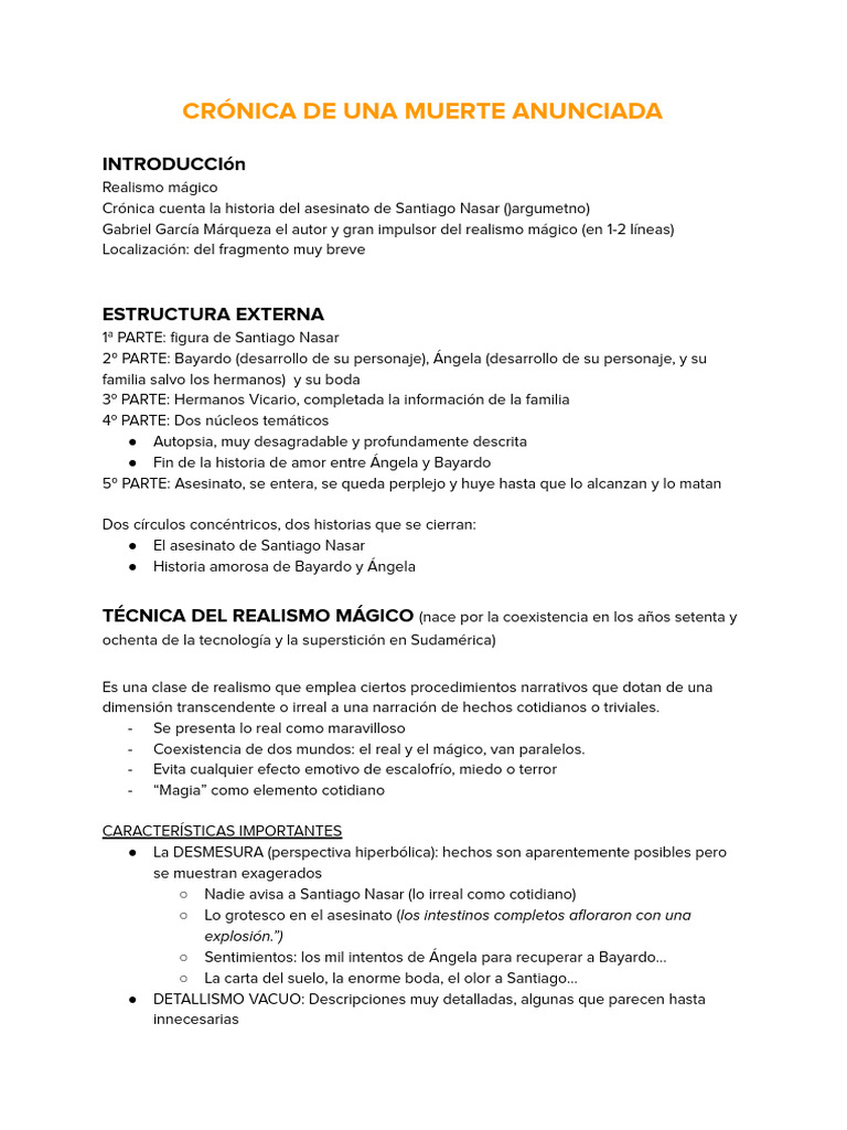 Copia de CRÓNICA DE UNA MUERTE ANUNCIADA | PDF