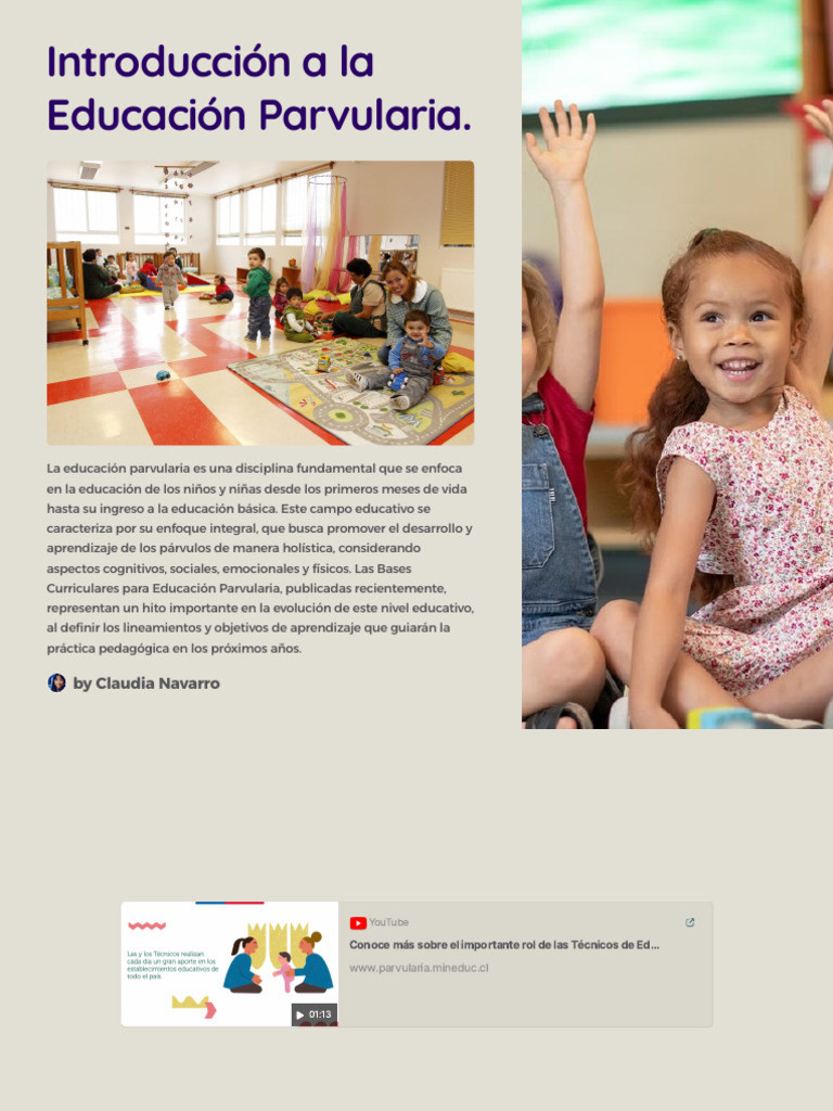 Introduccion A La Educacion Parvularia PDF | PDF | Educación de la primera infancia | Plan de ...