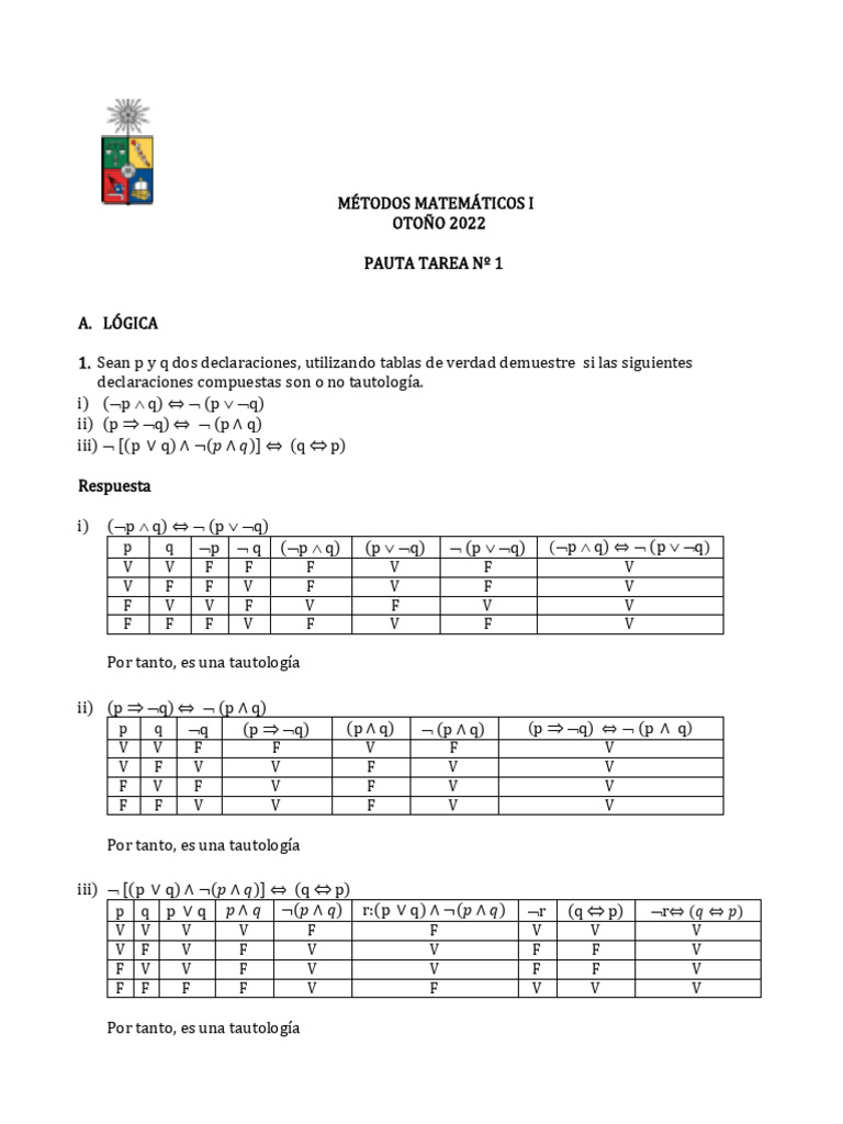 Pauta - Tarea 1 - Mate I | PDF | Función (Matemáticas) | Objetos ...