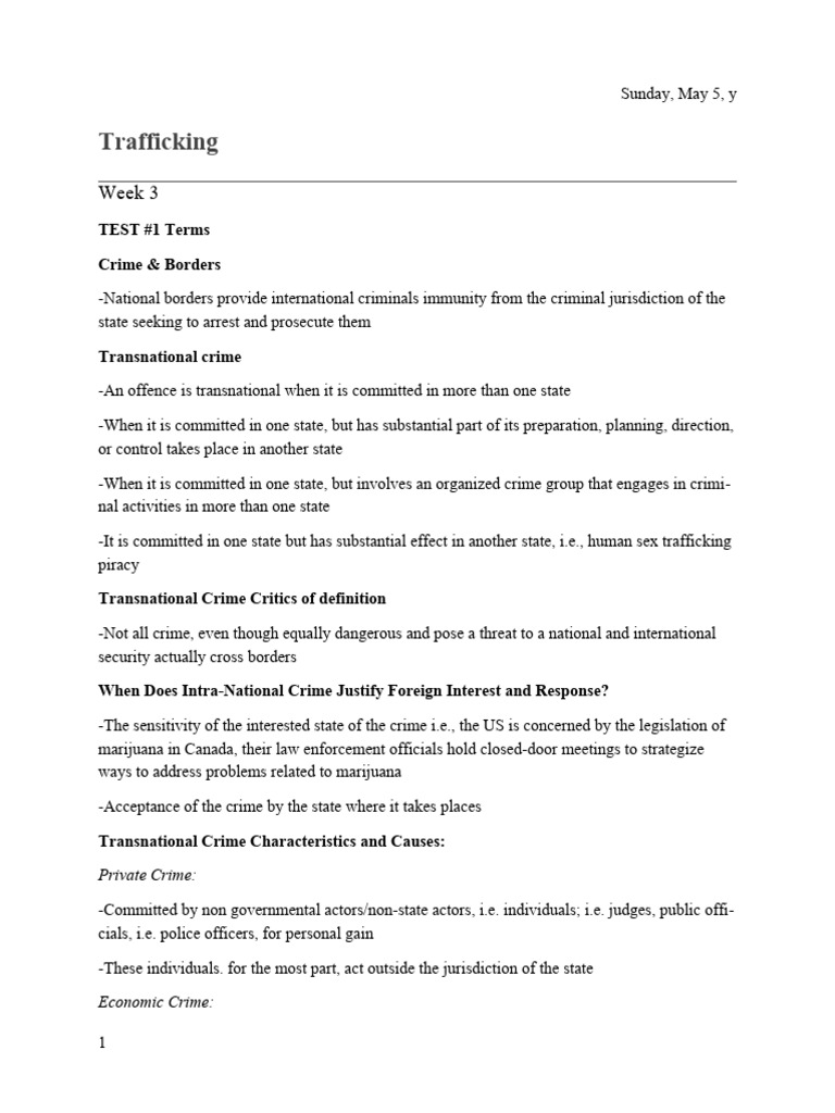 Trafficking Test 1 Review | Download Free PDF | Human Trafficking ...