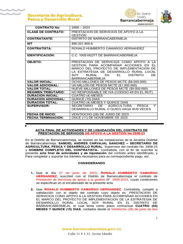 4 ACTA FINAL Y LIQUIDACION Circular 003-2023 | PDF | Pensión