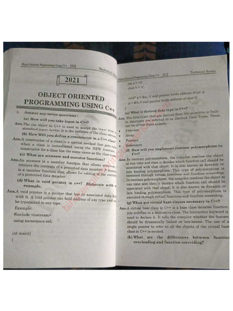 OOPS 2021 Beu Pyq Solution | PDF