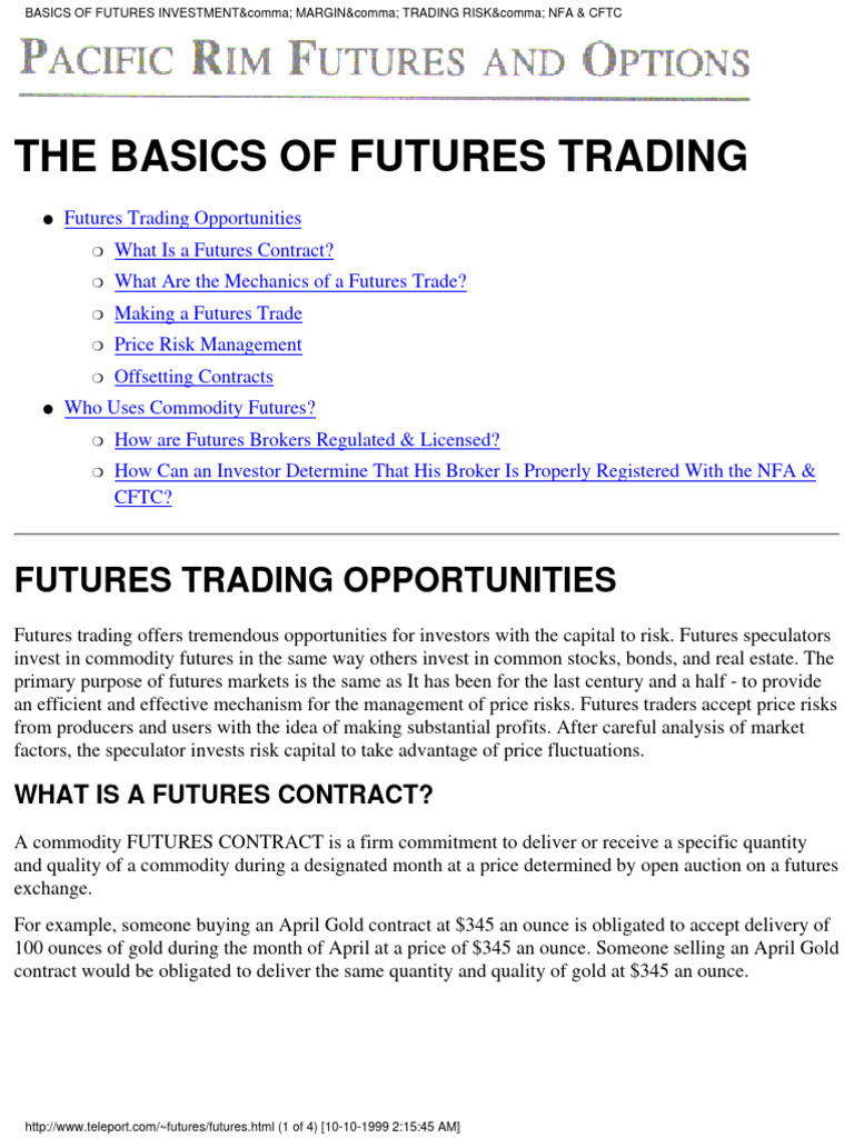 Understanding Futures Trading Basics | PDF | Futures Contract | Margin ...