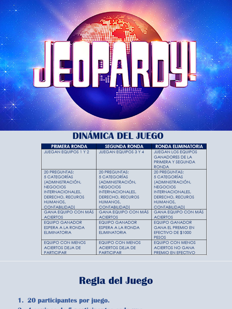 Reglas del Juego Jeopardy en Español | PDF | Deportes y actividades al ...