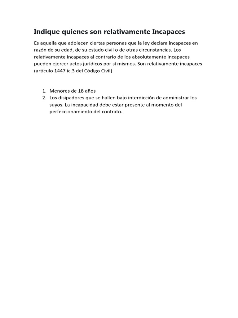 Relativamente Incapaces en Ley Civil | PDF | Derecho