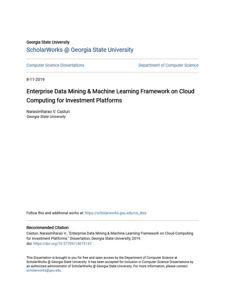 Enterprise Data Mining & Machine Learning Framework On Cloud Comp | PDF | Machine Learning ...