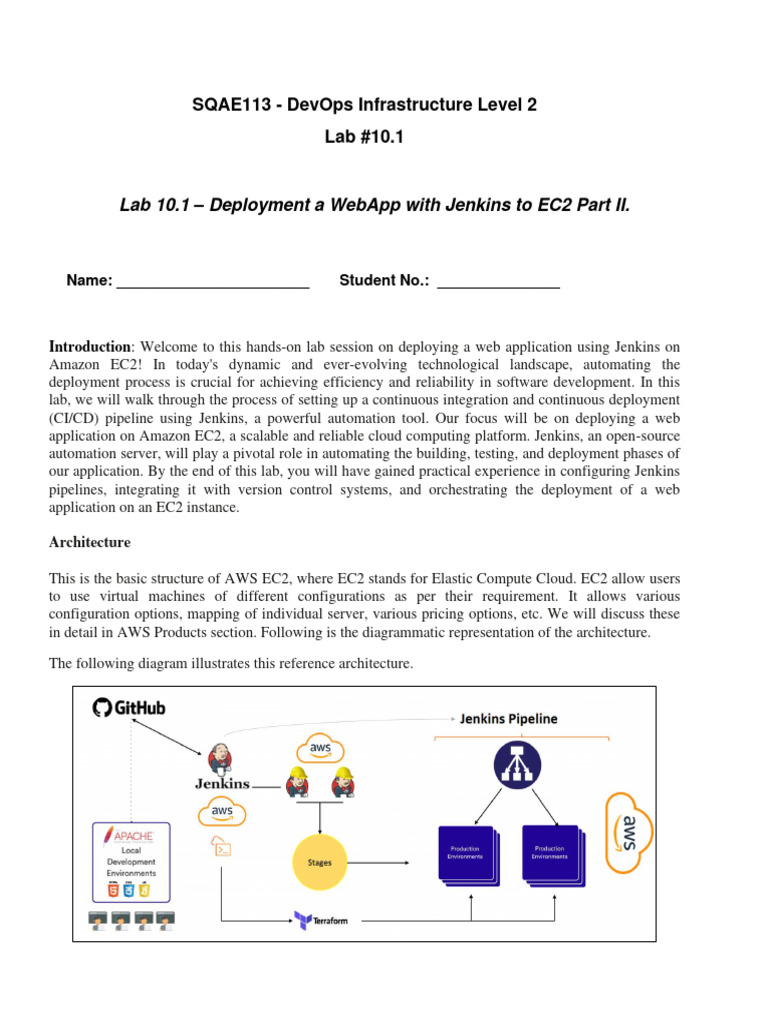Lab 10.1 - Deployment A WebApp With Jenkins To EC2 Part II | PDF | Cloud Computing | Software ...