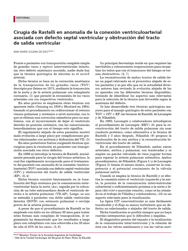 Cirugia de Rastelli en Anomalia de La Conexion Ven | PDF | Ventrículo ...