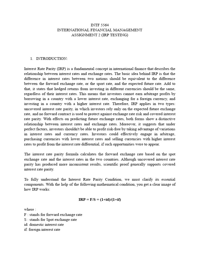 IRP Assignment Yassine Hammami | PDF | Exchange Rate | Interest