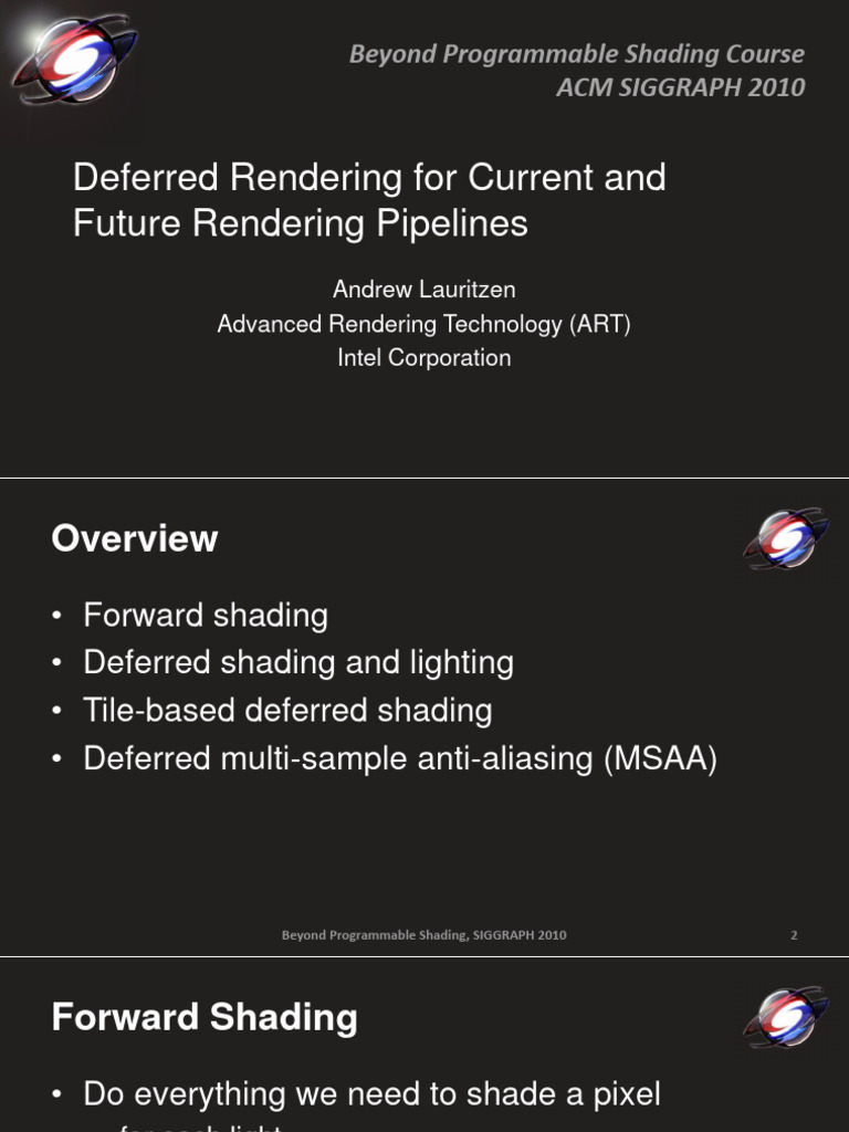 Lauritzen Deferred Shading Siggraph 2010 | PDF | Shader | Rendering (Computer Graphics)