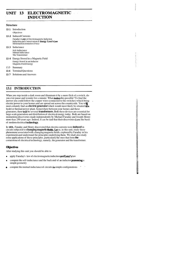 Unit 13 | PDF | Inductance | Electromagnetic Induction
