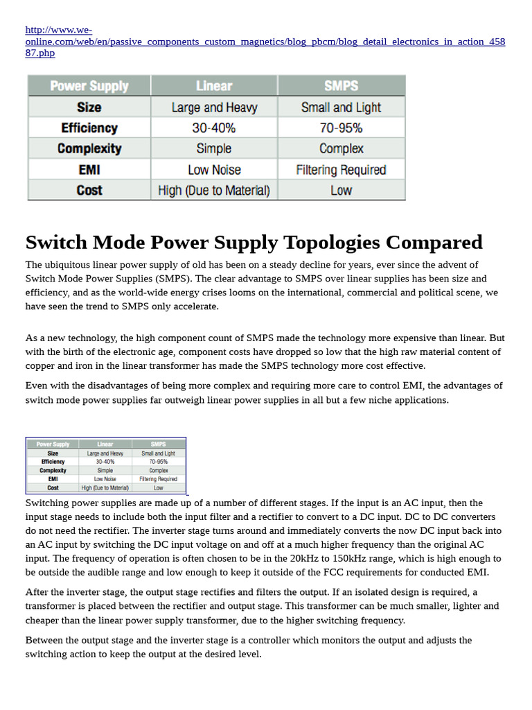 SMPS Topologies: Comparison Guide | PDF | Power Supply | Rectifier