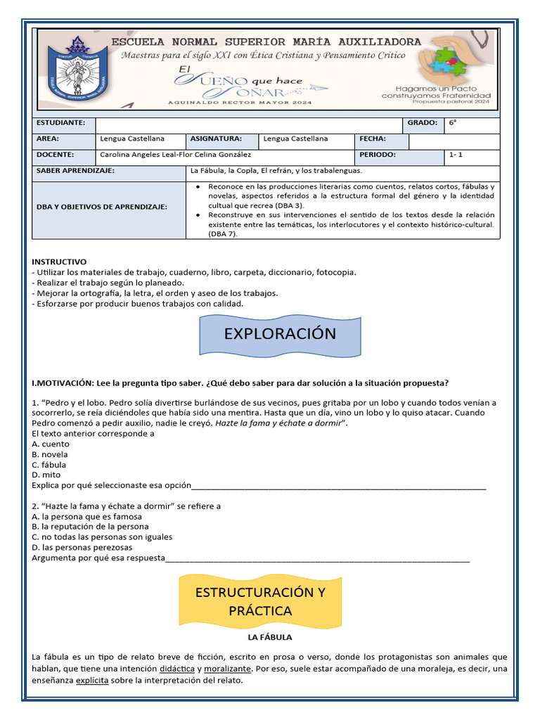 Gua N 3 La Fbula y La Copla | PDF | Fábula