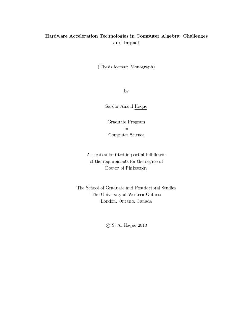 3 Sardar Anisul Haque Thesis UWO | PDF | Parallel Computing | Cpu Cache