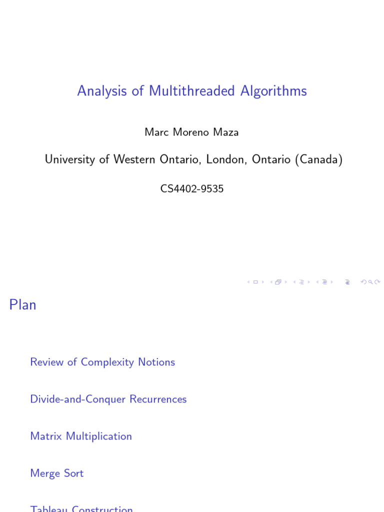 Multithreaded Algorithm Analysis | PDF | Algorithms | Mathematical Analysis