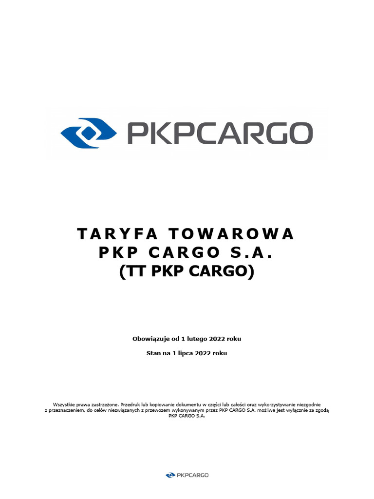 MTiS Zadanie4 Matb Taryfa PKP Cargo 2022 Zmiana-Od-01072022 | PDF