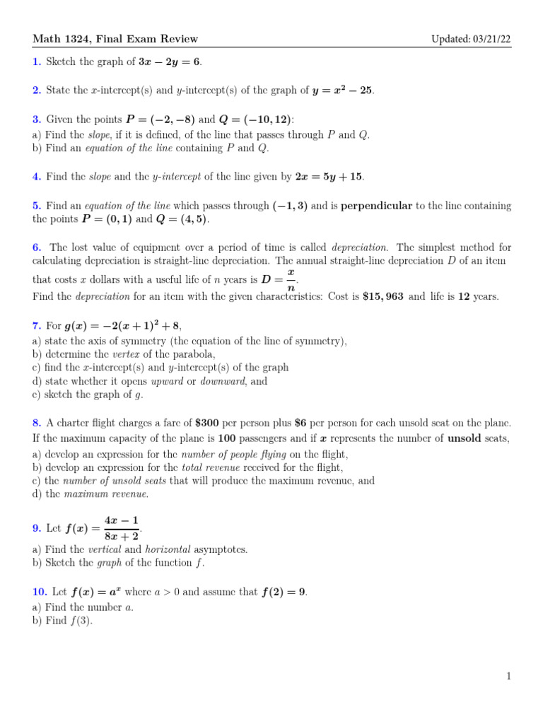 Math 1324 Final Exam Study Review 6231 | PDF | Mathematical Analysis ...