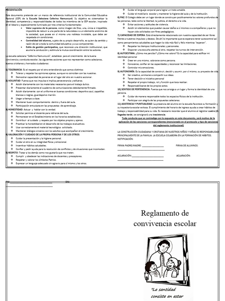 Reglamento de Convivencia Escolar | PDF | Escuelas