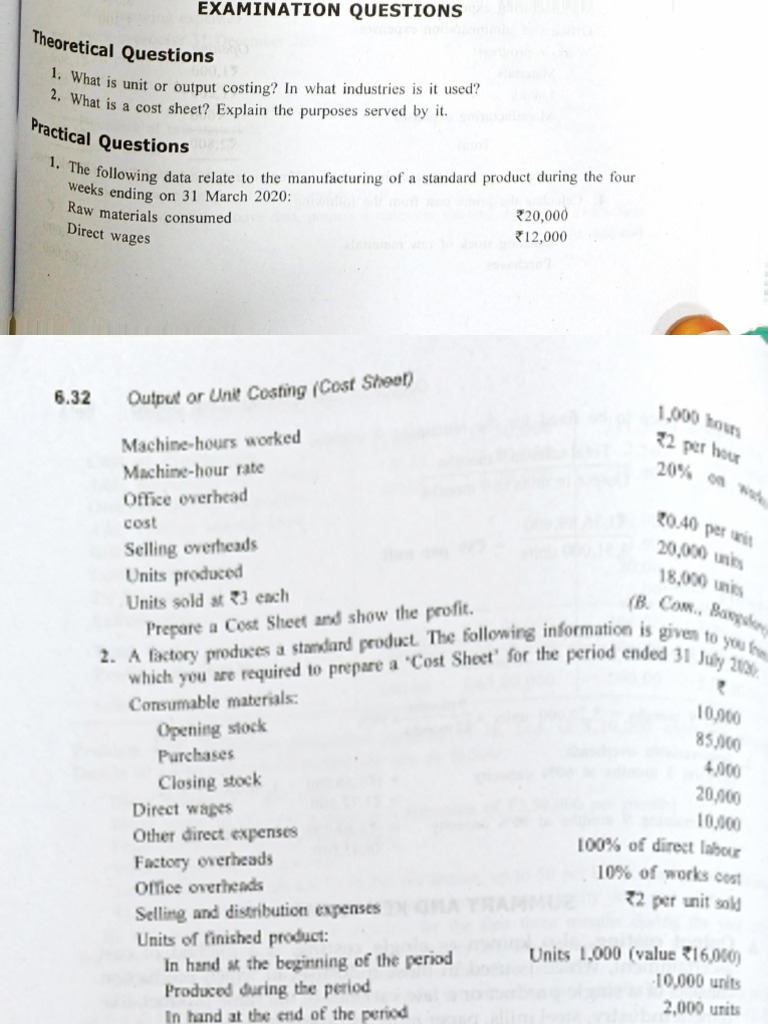 Cost sheet_hw_examples | PDF | Production And Manufacturing | Business ...