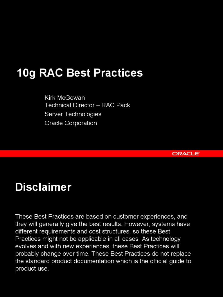 Oracle RAC 10g Best Practices | PDF