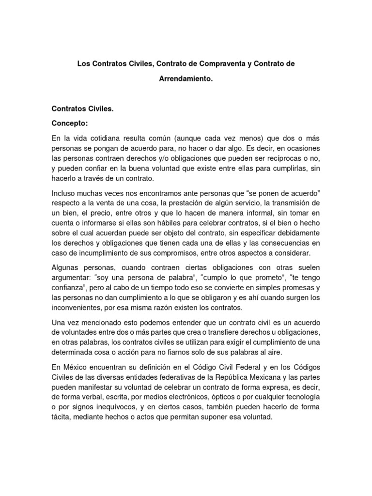 Los Contratos Civiles | Descargar gratis PDF | Ley común | Derecho privado