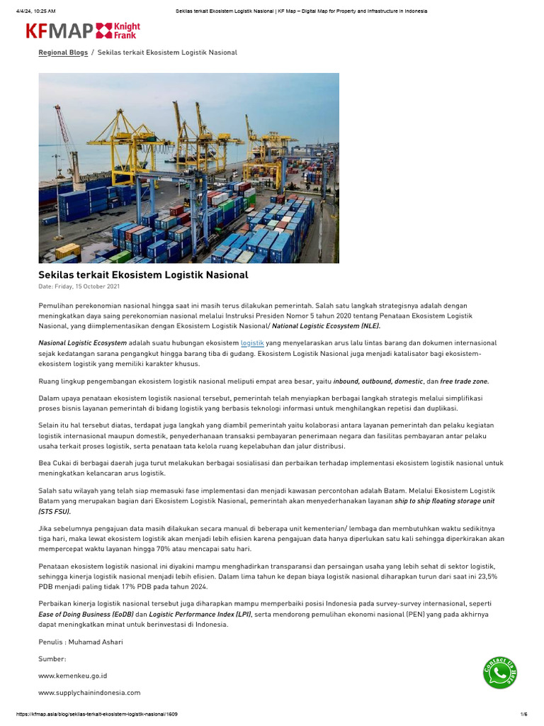 07 - Sekilas Terkait Ekosistem Logistik Nasional - KF Map - Digital Map For Property and ...