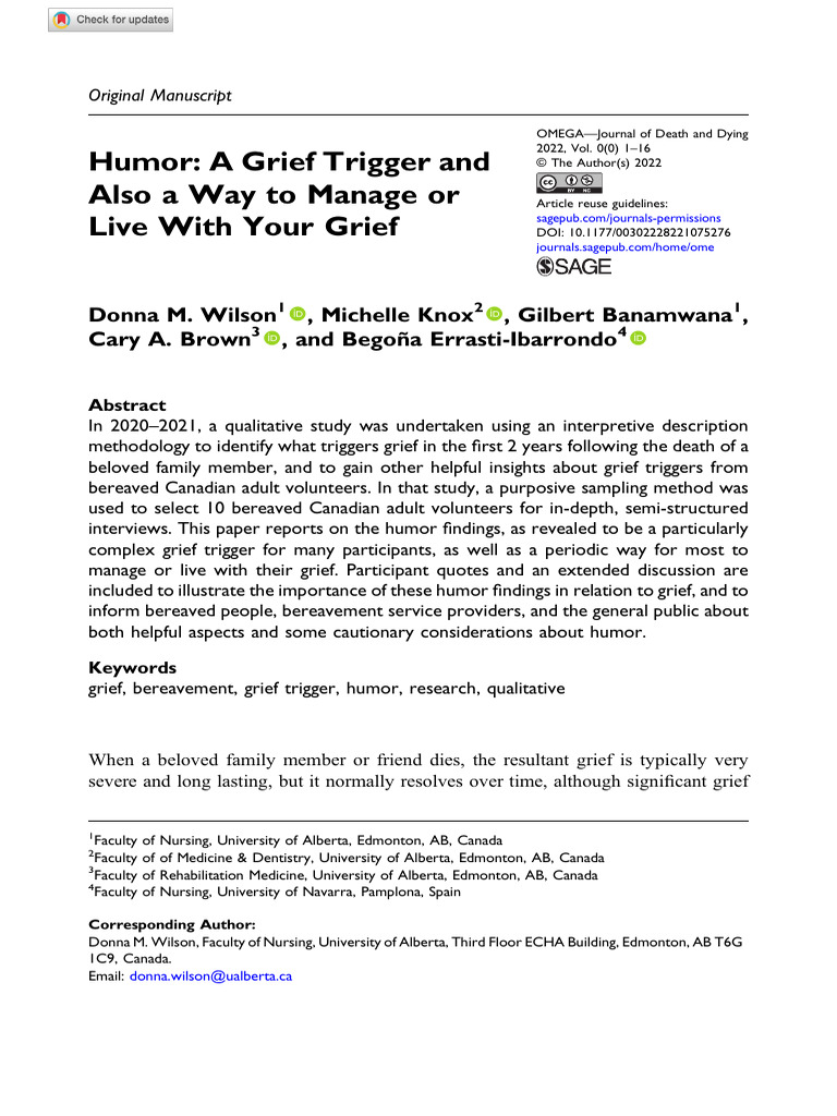 Humor's Role in Managing Grief | PDF | Grief | Humour
