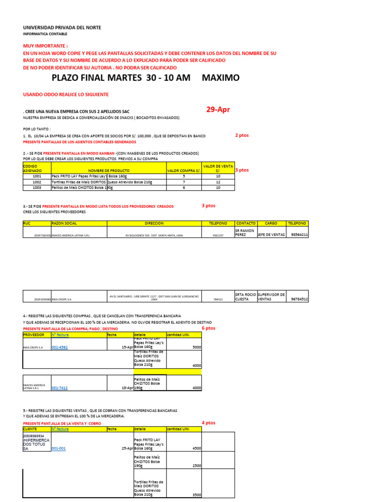 Exa t1 Lunes | PDF | Comida de conveniencia | Bocadillos