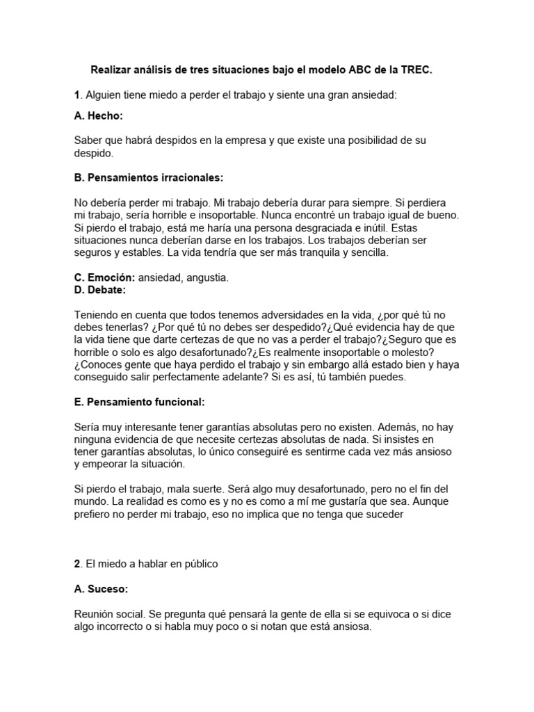 Análisis del modelo ABC en TREC | PDF | Ira | Ansiedad