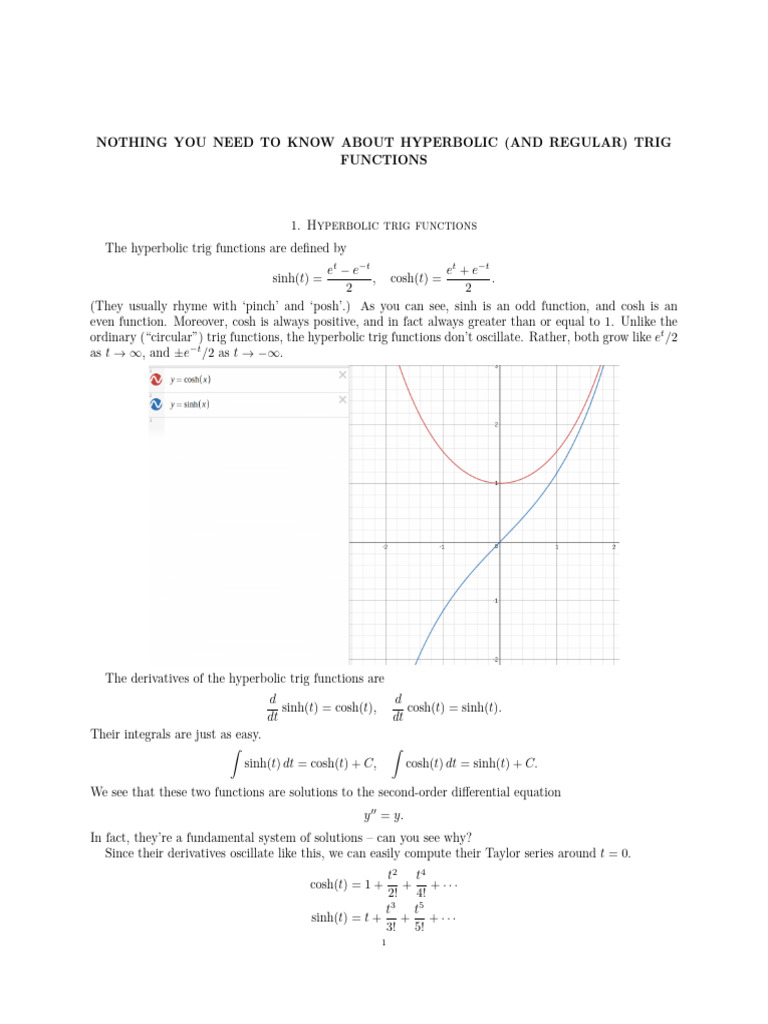 Sinh Cosh Sin Cos | PDF | Trigonometric Functions | Functions And Mappings