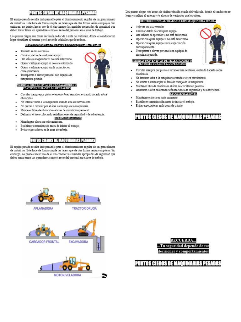 Puntos Ciegos de Maquinarias Pesadas | PDF | Peatonal | Transporte