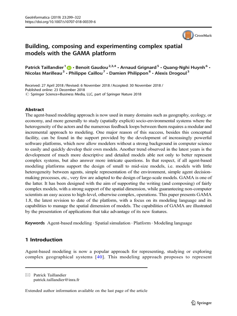TAILLANDIER Building, Composing and Experimenting Complex Spatial | PDF | Simulation | Agent ...
