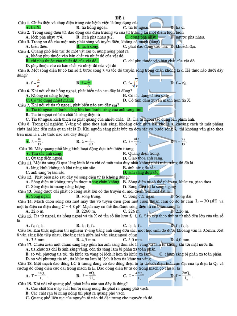 Bo de KT Giua HK2 Ly 12 Nam | PDF