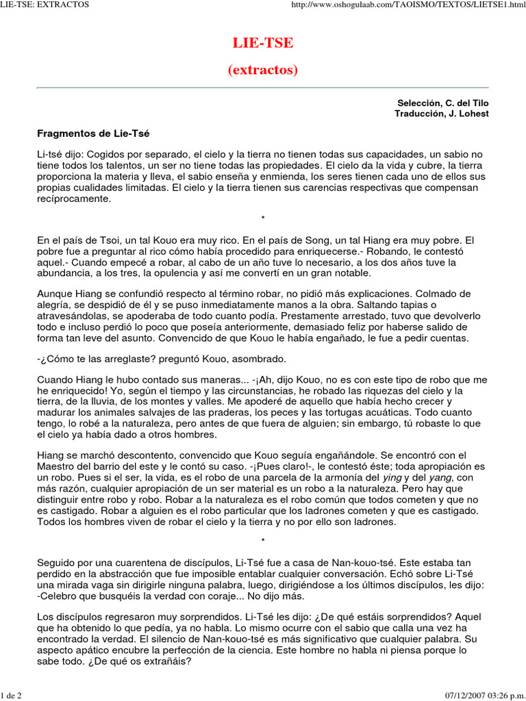 Lie-Tse - Extractos | PDF
