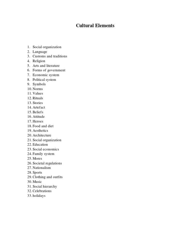 Cultural Elements | PDF
