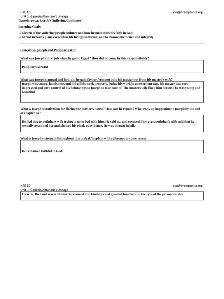 1.12b Joseph The Dreamer II | PDF | Book Of Genesis