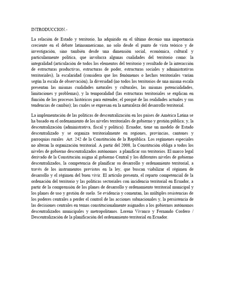 INTRODUCCION | PDF | Ecuador | Descentralización