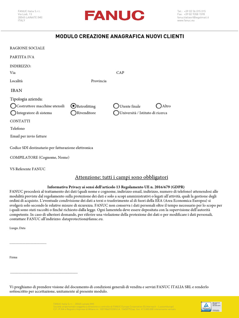 Modulo Anagrafica Cliente | PDF