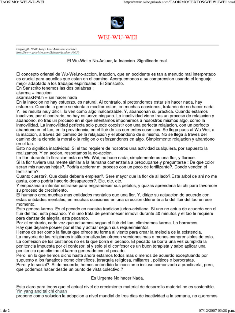El Arte del Wu-Wei: Inacción Consciente | PDF | Ciencia y matemáticas