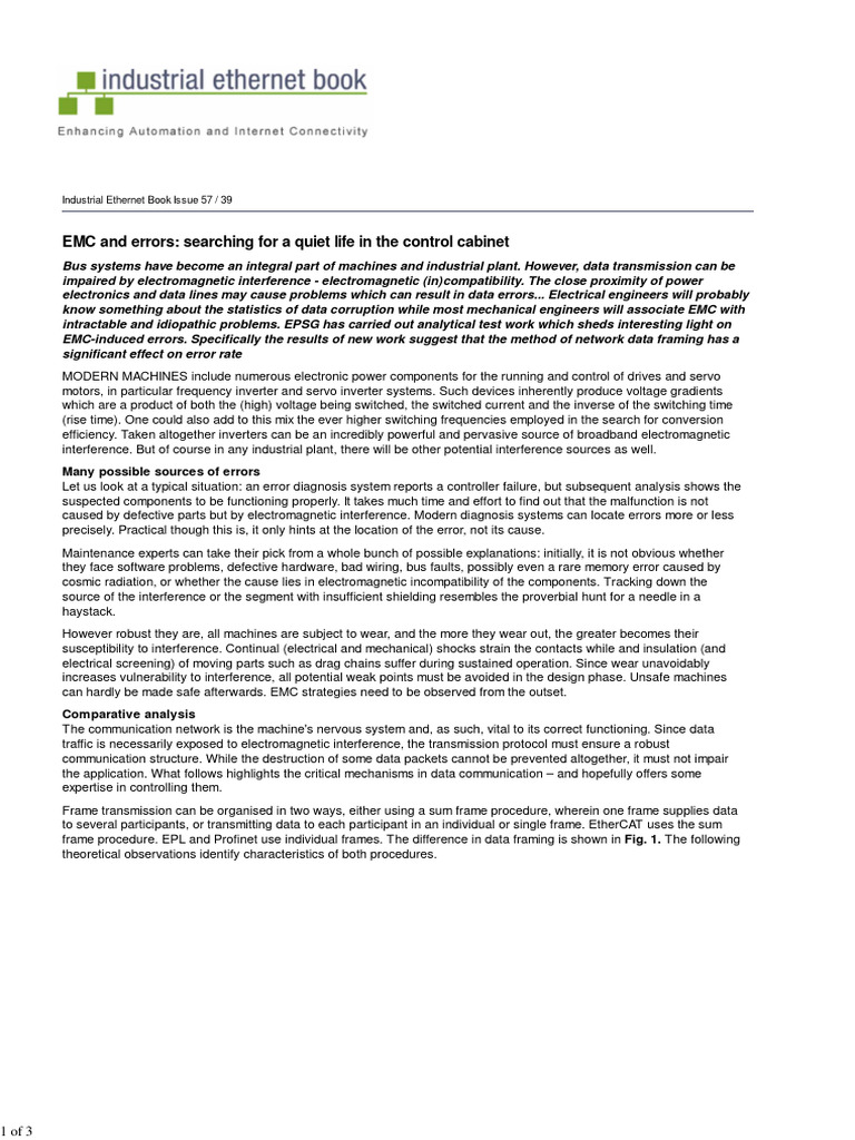 The Industrial Ethernet Book - Articles - Technical Articles - EMC and Errors - Searching For A ...