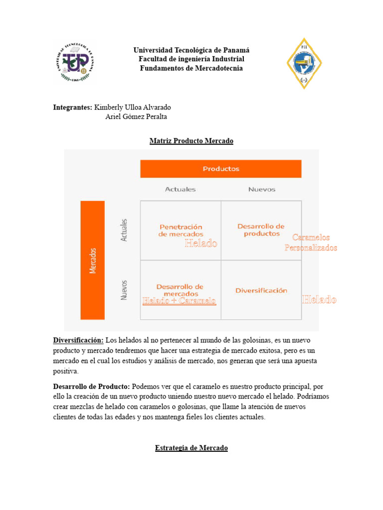 Matriz Producto Mercado | PDF | Producto (Negocio) | Marketing