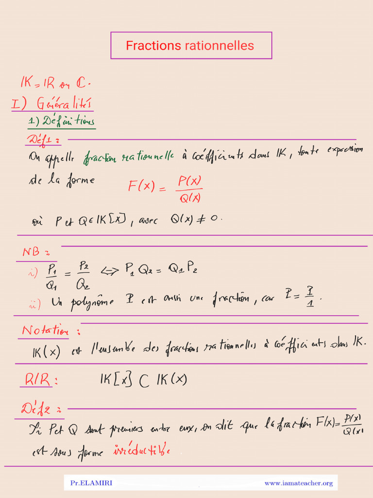 Cours Fractions Rationnelles | PDF