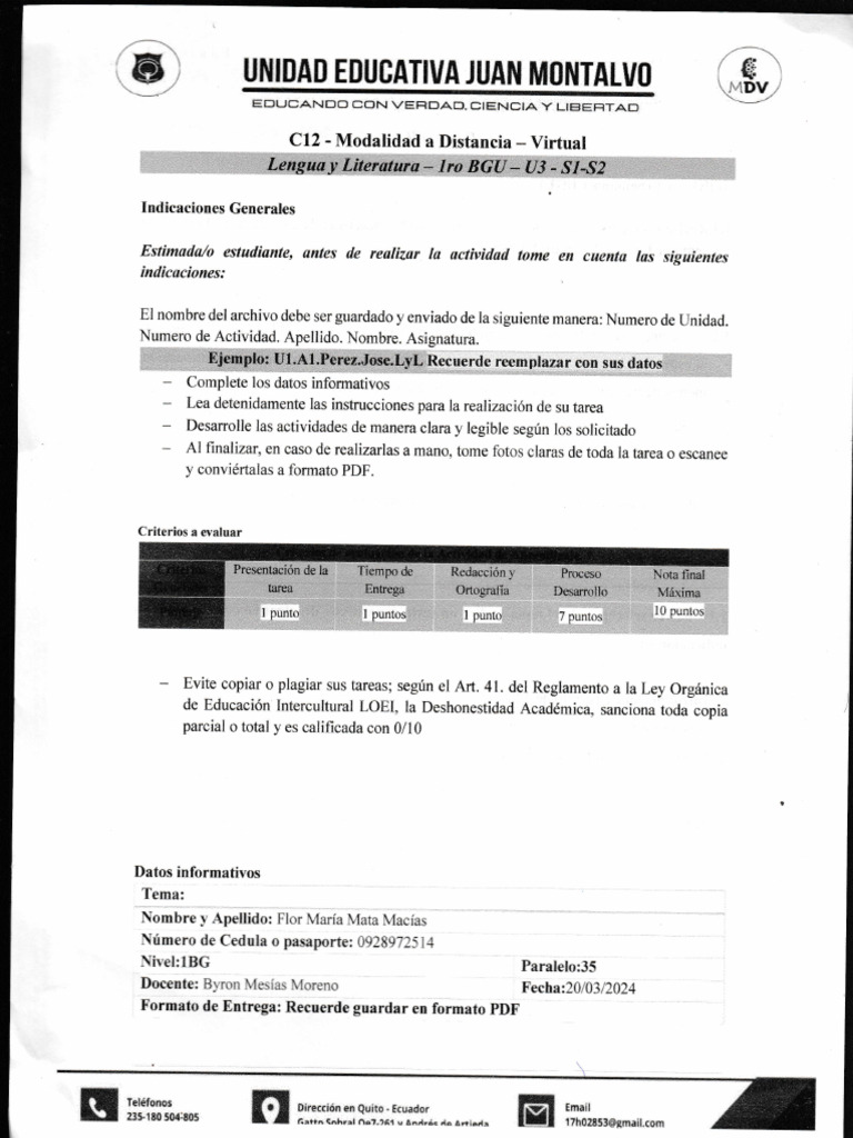 Tarea 1 - Unidad 3 - Lenguaje | PDF Tarea 1 - Unidad 3 - Lenguaje | PDF