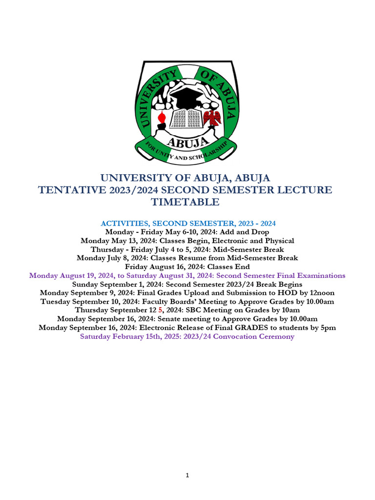 TENTATIVE 2nd Semester 2023 - 2024 Lecture Timetable | PDF | Academic Term | Qualifications