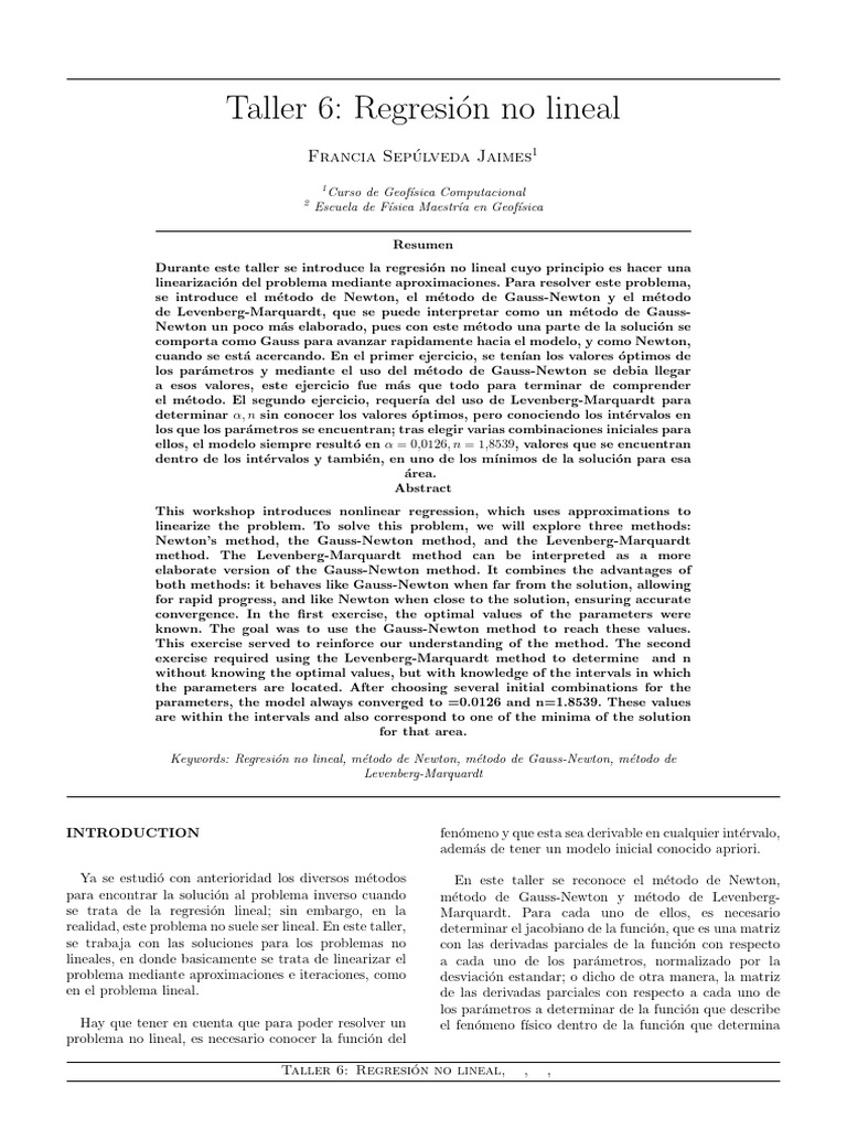 Taller 6 Descargar Gratis Pdf Ecuaciones Análisis De Regresión