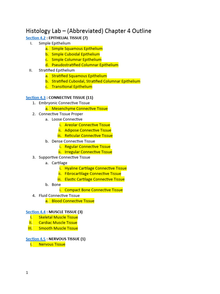 Histology Lab Questionnaire | PDF | Epithelium | Connective Tissue